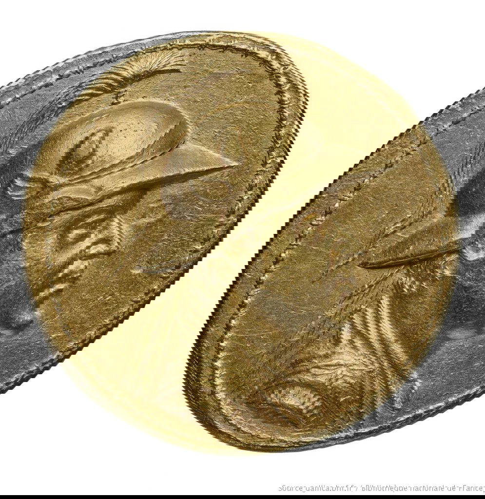 20 stater coin of Eucratides I, 165–145 BCE. Gold, 169.20 g, 58 mm. BnF ...